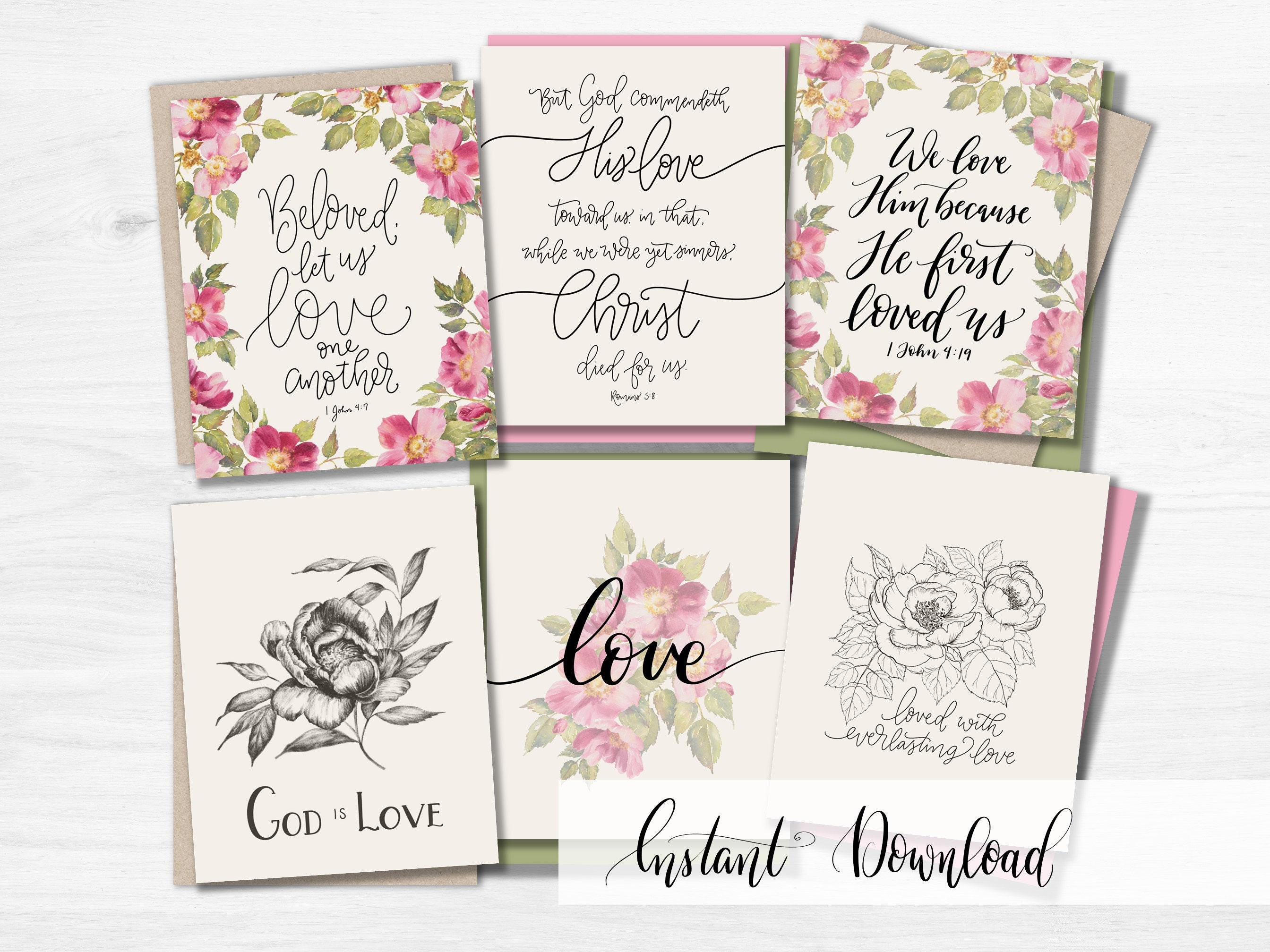 Christian Valentine’s Day Printable Card Set Valentines Day Card With ...