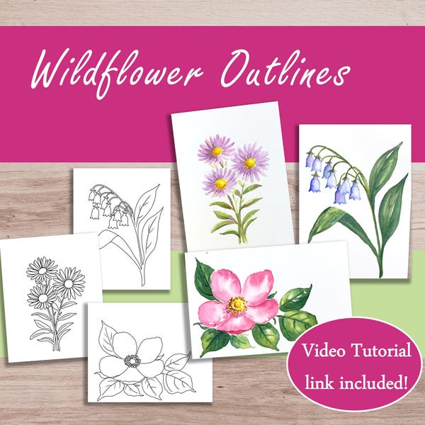 Purple Flowers Outline - Etsy