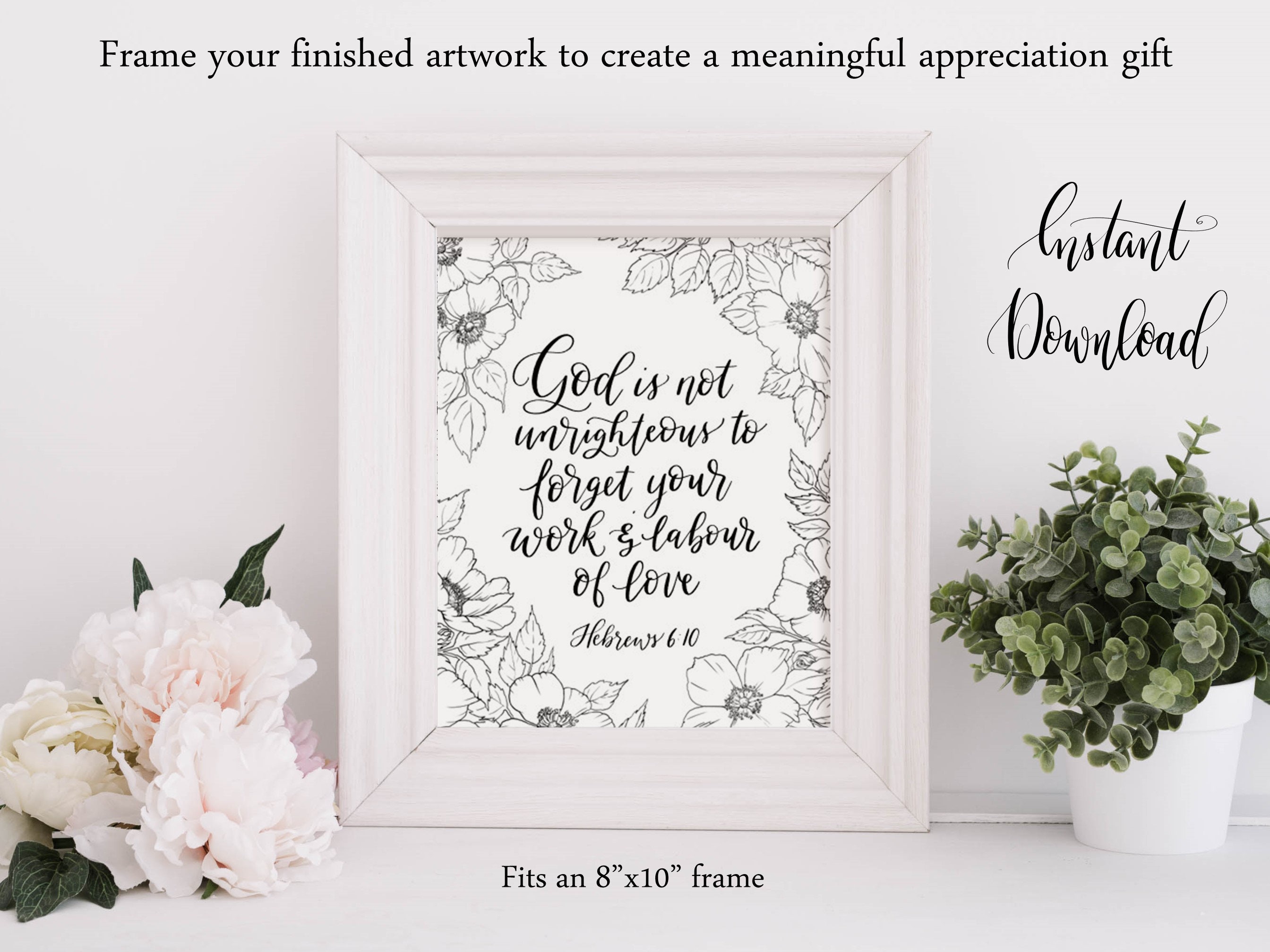 Christian Coloring Card Printable Set With Floral Thank You Designs and ...