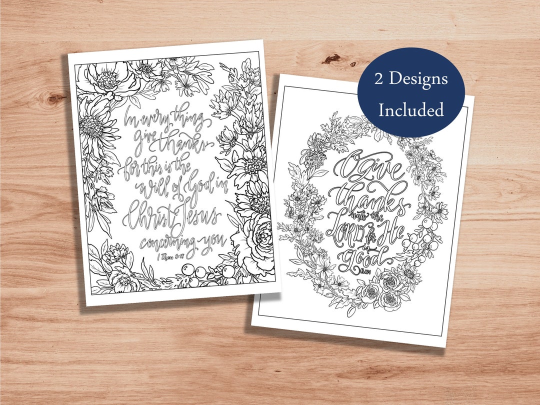 Give Thanks Bible Verse Coloring Page, Printable Adult Coloring Sheets ...