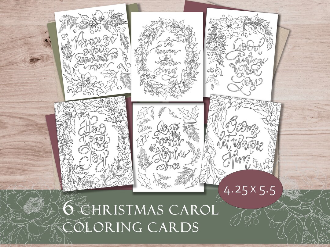 Christian Christmas Coloring Card Joy to the World Adult Coloring ...