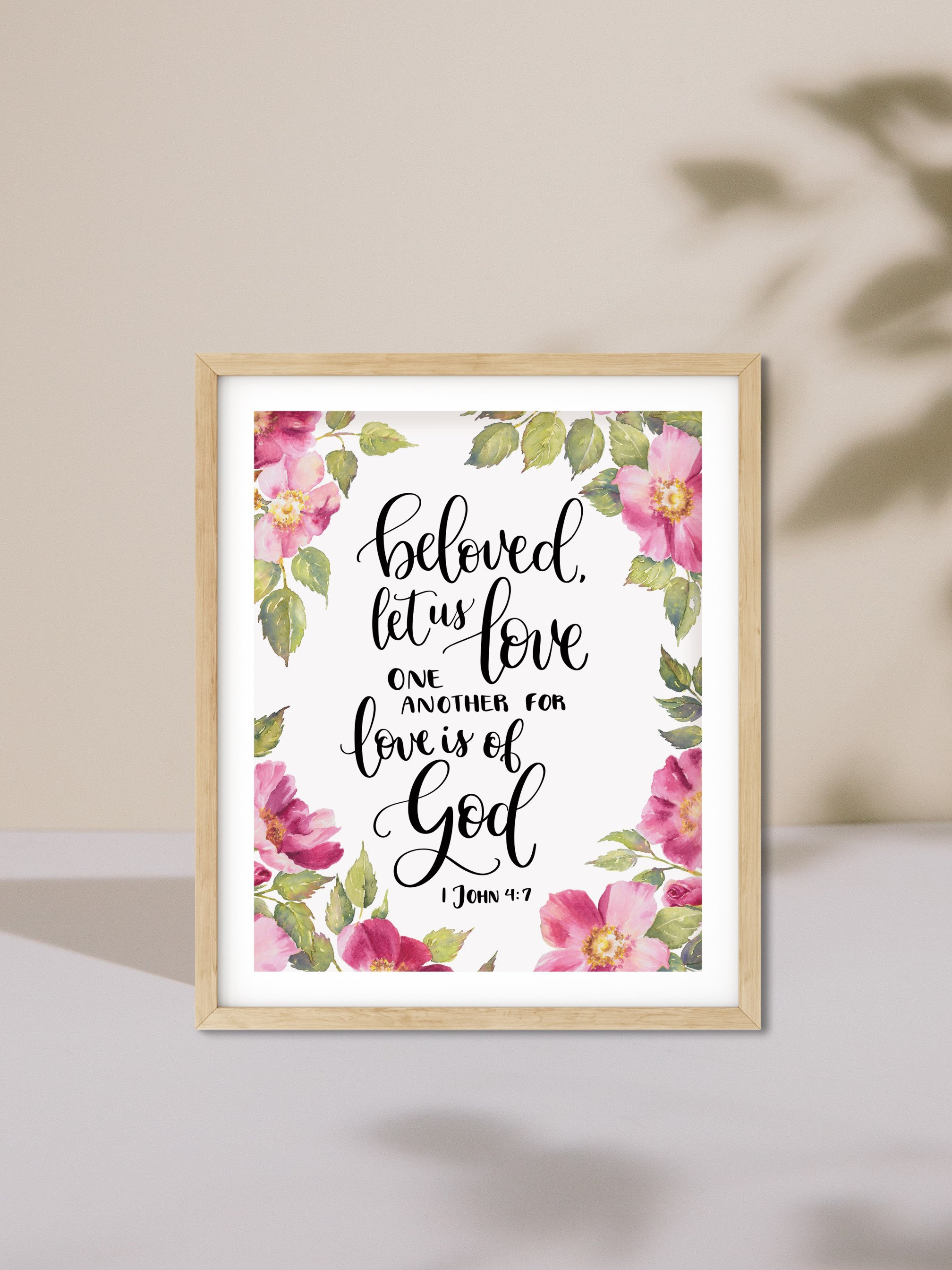 Christian Valentine's Day Printable 1 John 4:7 Beloved Let Us Love One ...
