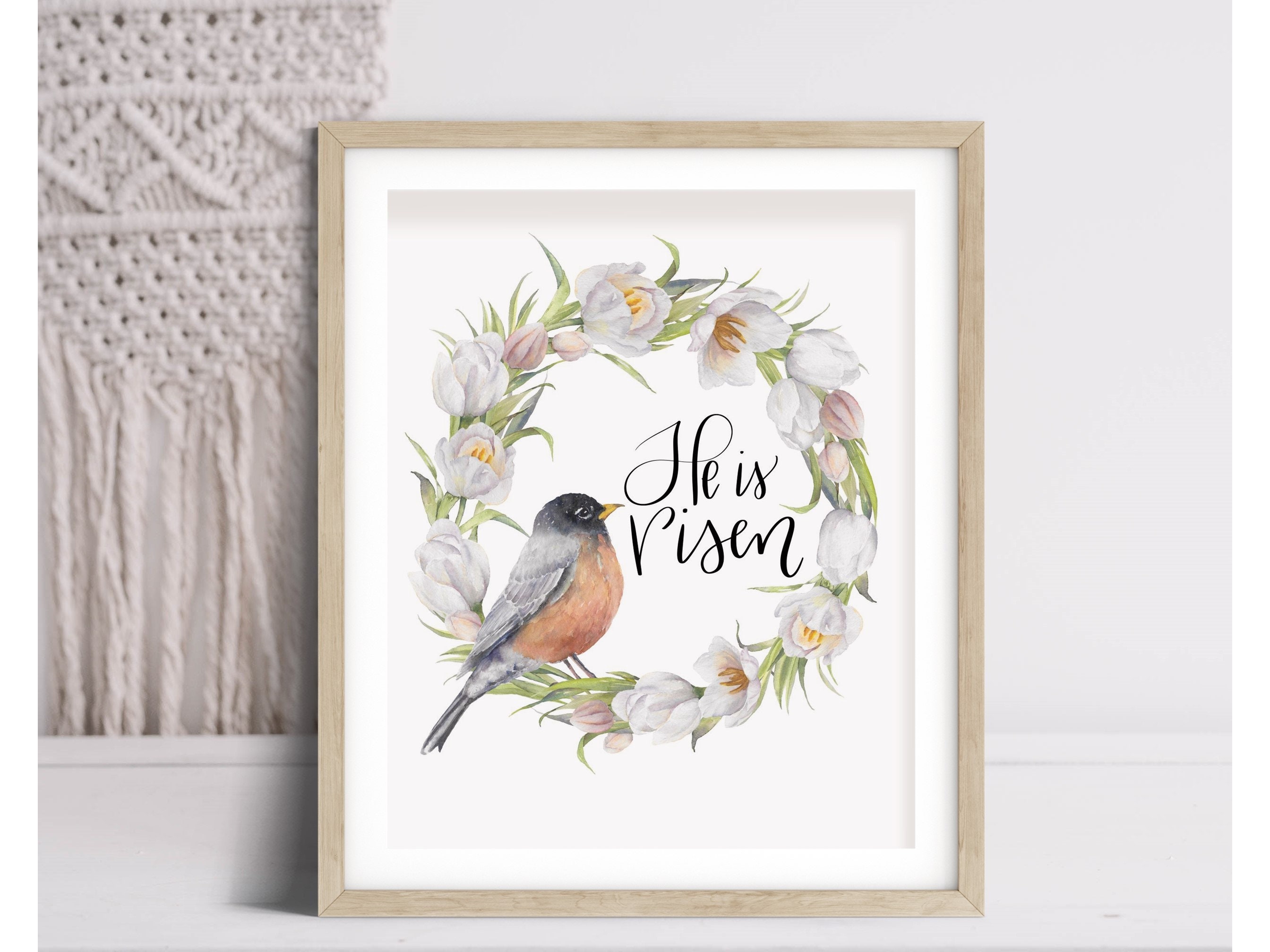 He is Risen Christian Easter Wall Art Printable, Resurrection Scripture ...