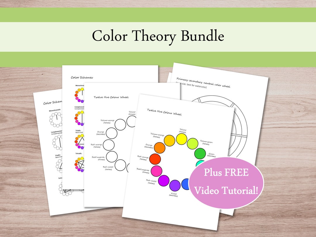 Color Theory Worksheet Printable Bundle Basic Color Wheel to Color in ...