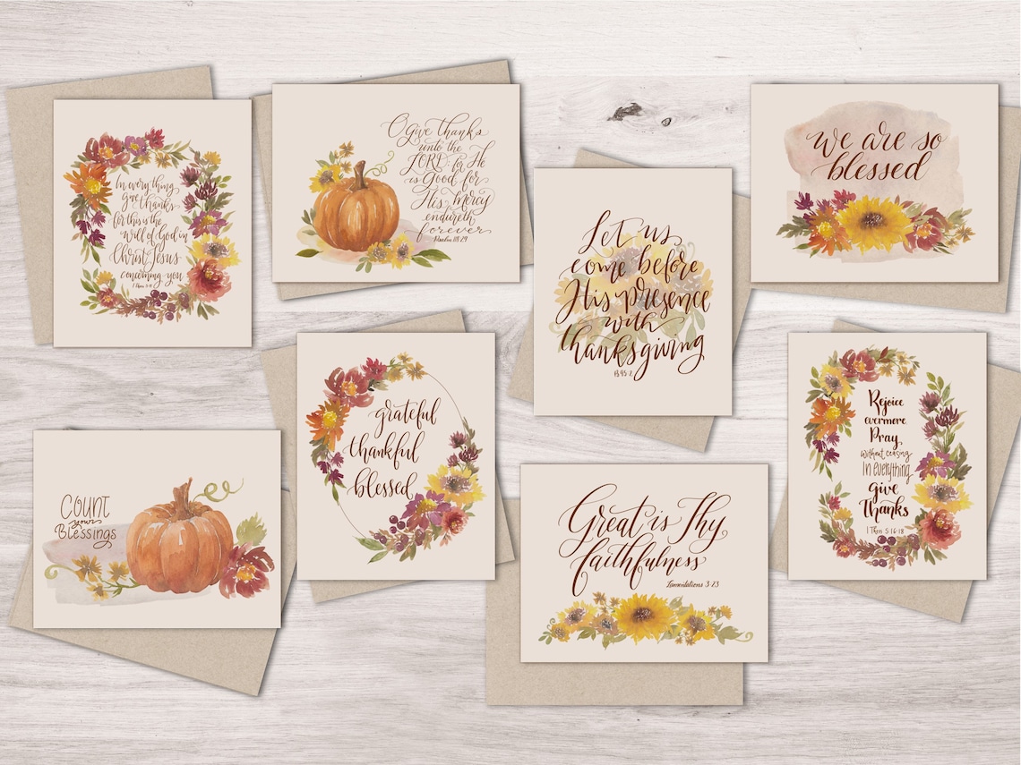 Christian Thanksgiving Card Printable, Autumn Scripture Greeting Card ...