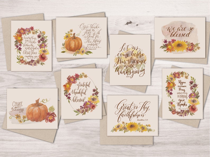 Christian Thanksgiving Card Printable, Autumn Scripture Greeting Card ...