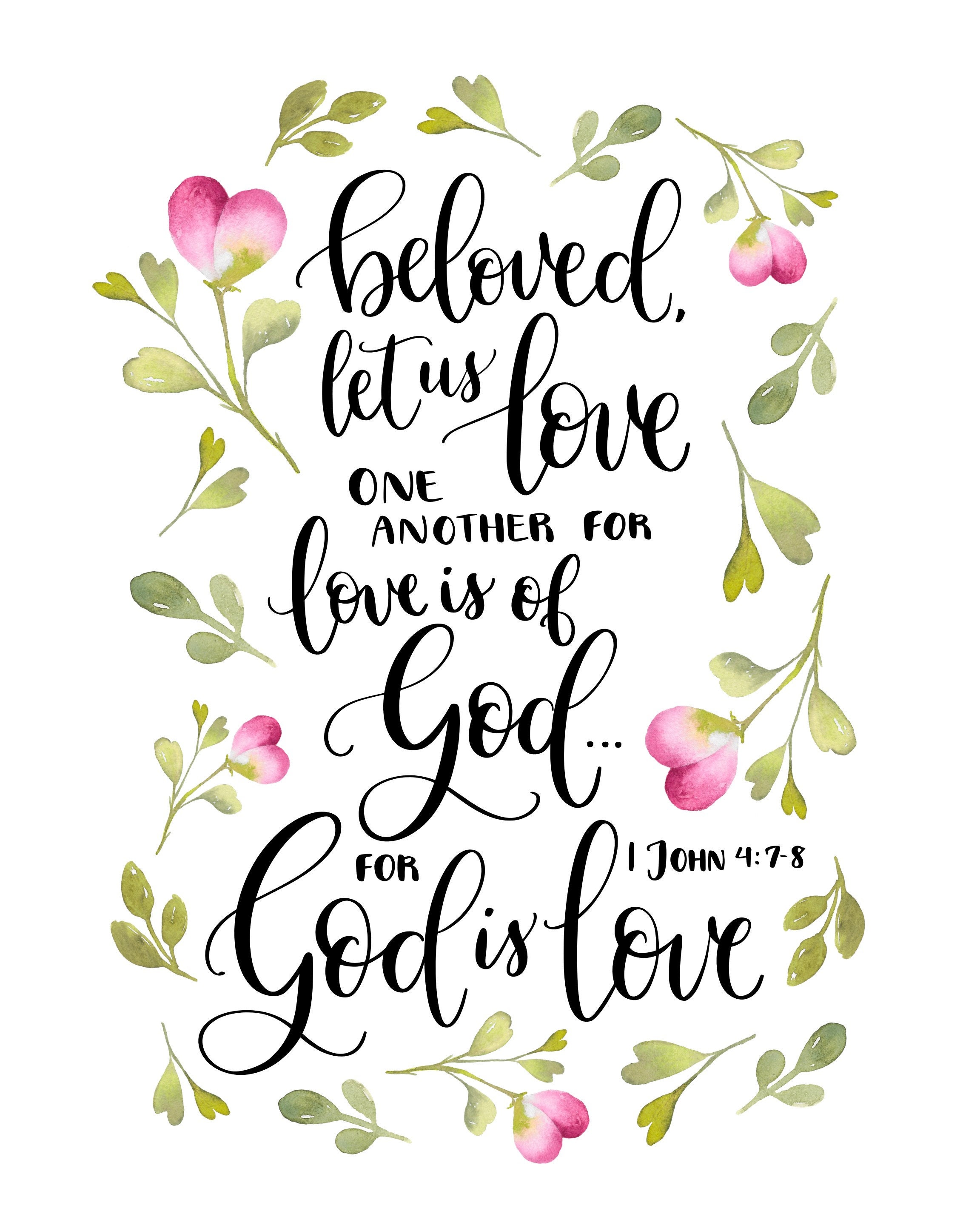 1 John 4:7-8 Love One Another Valentines Day Scripture Wall Art ...