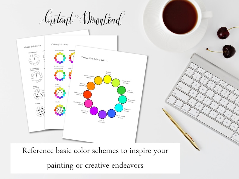 Color Theory Worksheet Printable Bundle Basic Color Wheel to Color in ...