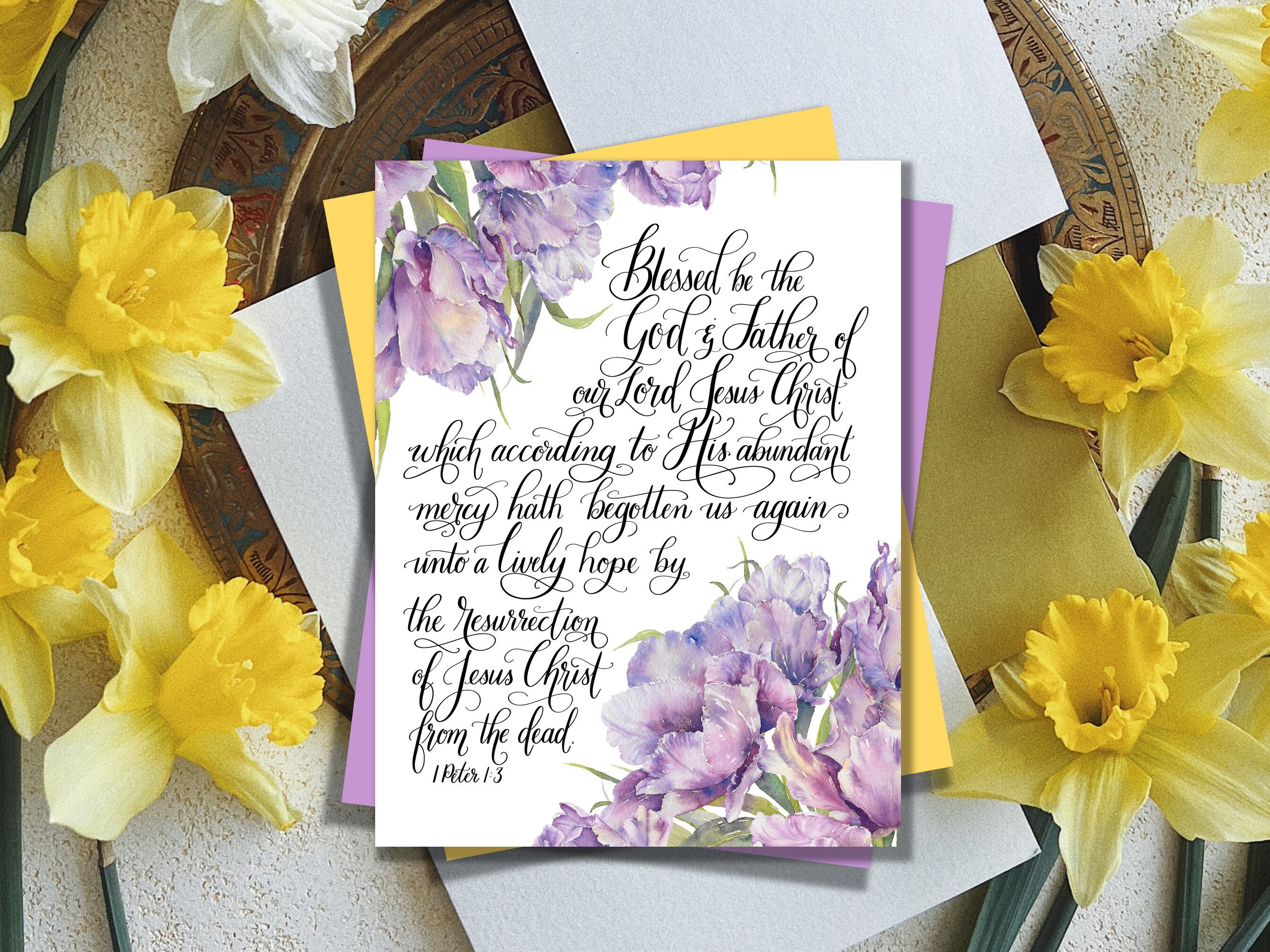 Christian Easter Card With Bible Verse Easter Card Jesus' Resurrection ...