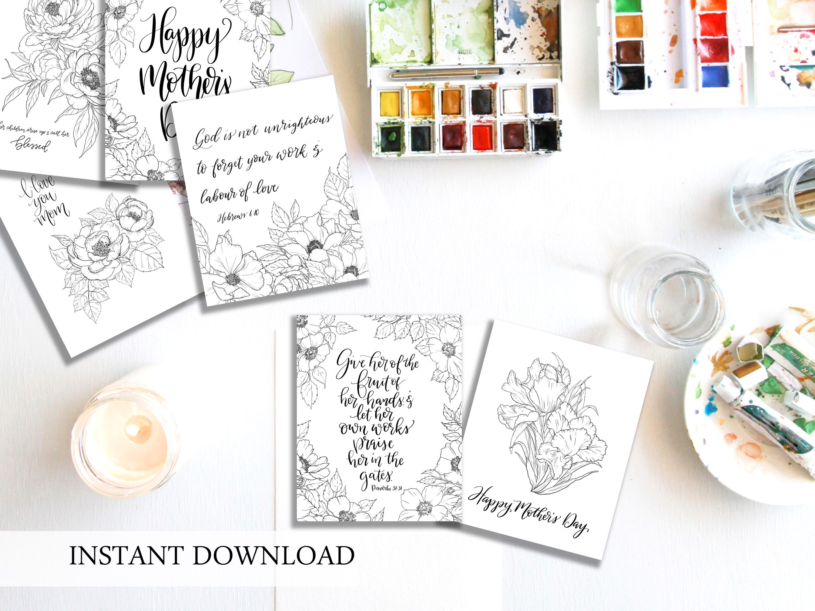Mother's Day Coloring Cards With Bible Verses Christian Coloring Card ...