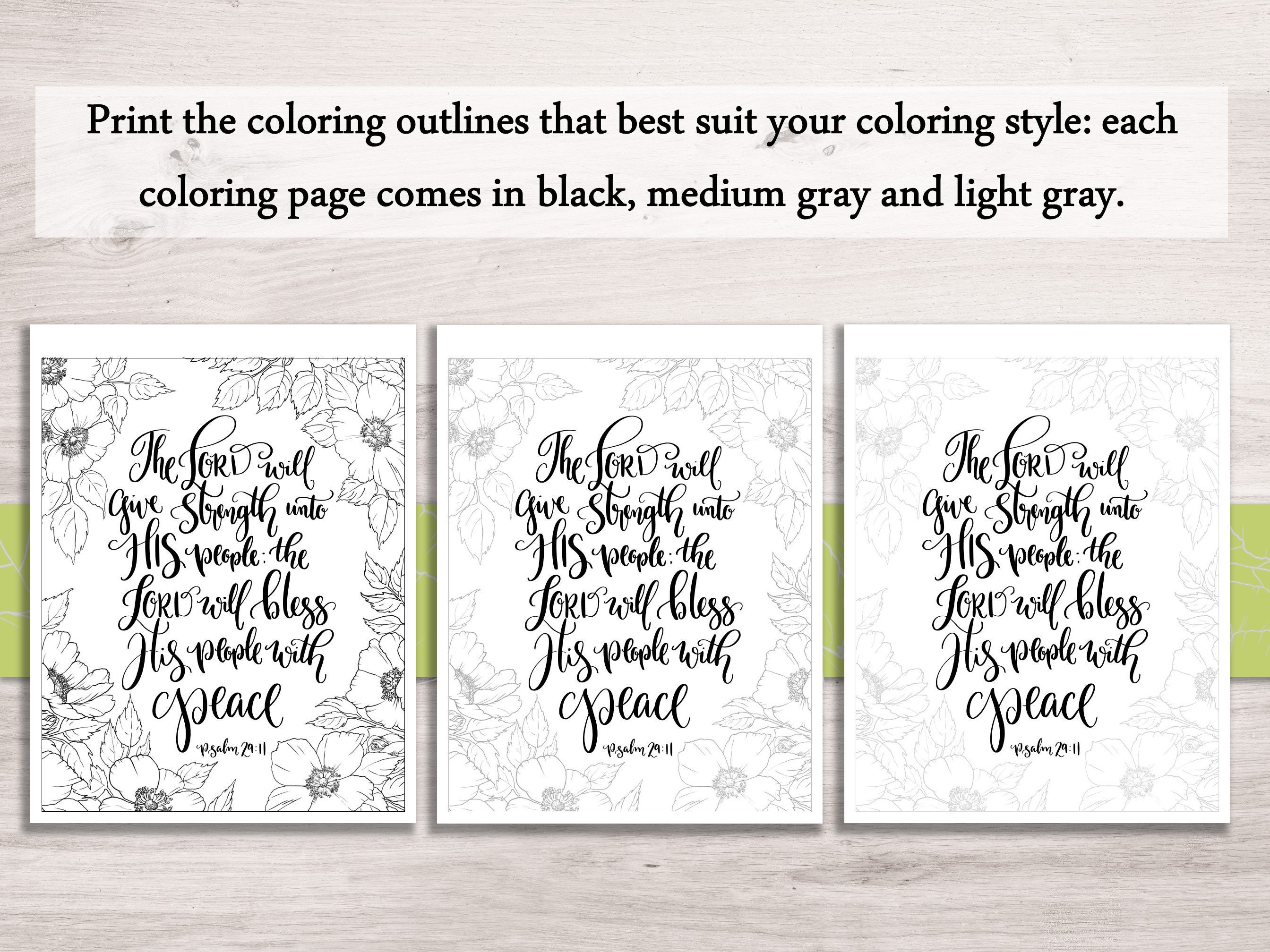 Printable Bible Verse Coloring Set, Scripture Coloring Page Bundle for ...