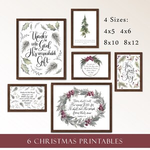 Christmas Printable Bible Verse Art, Set of 6 Christian Holiday Prints ...