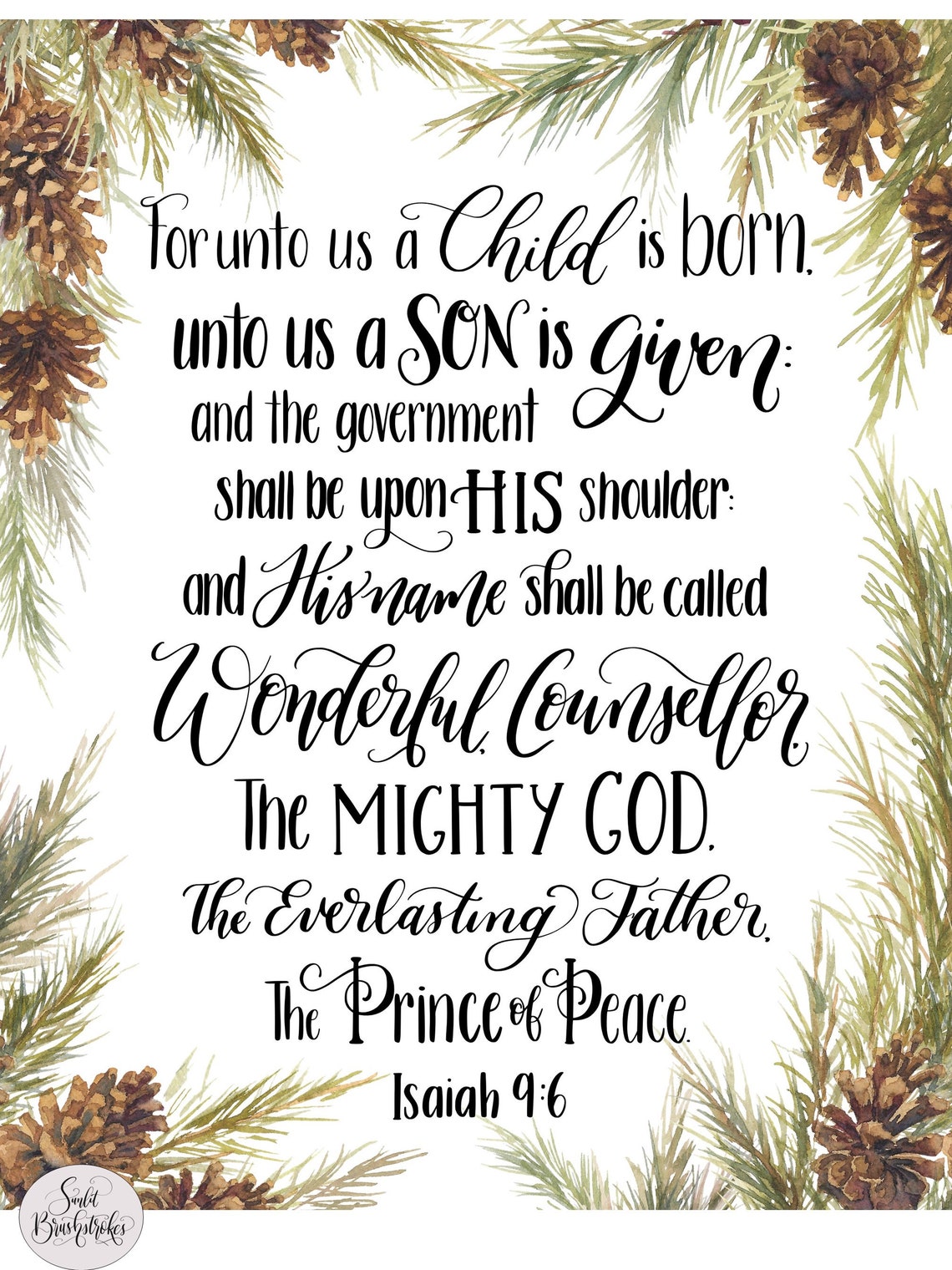Isaiah 9:6 for Unto Us a Child is Born Christmas Scripture - Etsy Canada