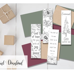 Christmas Bible Verse Coloring Bookmarks, Christian Coloring Bookmark ...