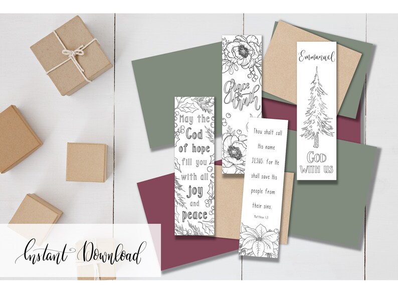 Christmas Bible Verse Coloring Bookmarks, Christian Coloring Bookmark ...