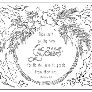 Christian Coloring Pages for Christmas, Holiday Adult Coloring Sheets ...