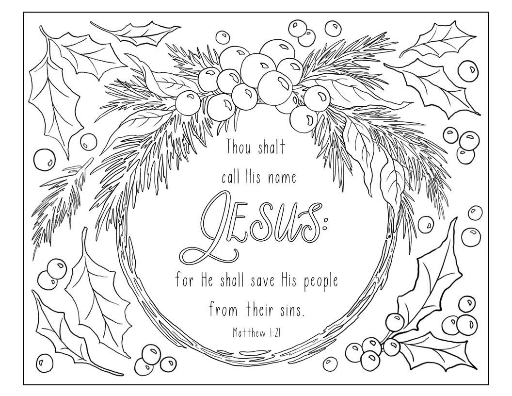 Christian Coloring Pages for Christmas, Holiday Adult Coloring Sheets ...
