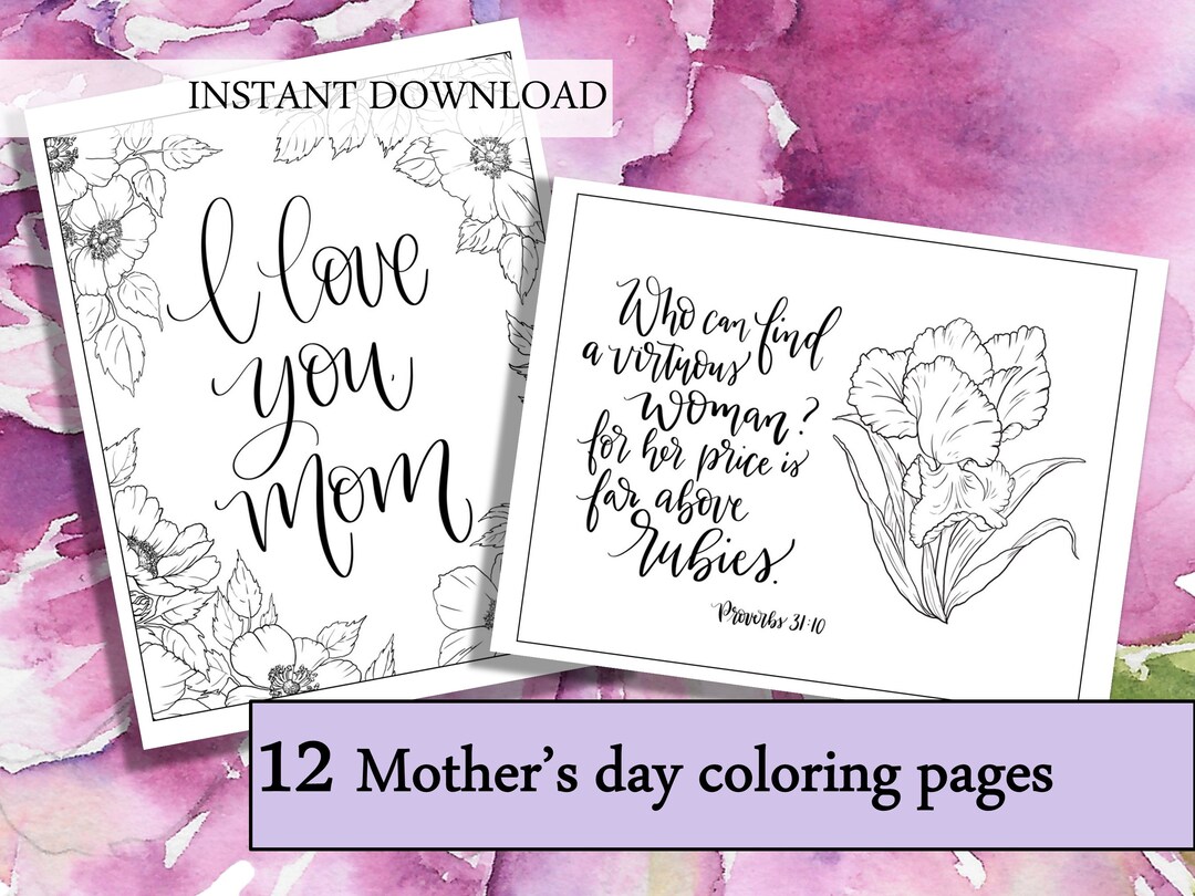 Christian Mother's Day Coloring Pages Bible Verse - Etsy