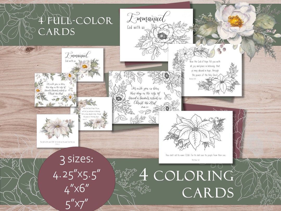 Christian Adult Coloring Christmas Card, Scripture Coloring Christmas ...