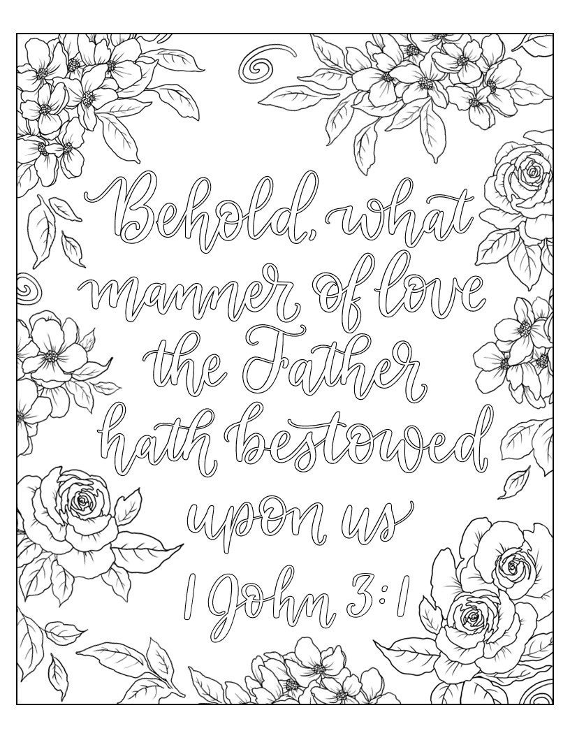 Christian Valentine's Day Coloring Page With Bible Verses Adult ...