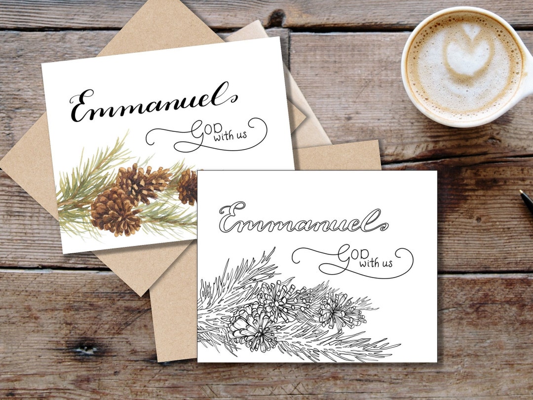 Christian Christmas Coloring Card Printable, Emmanuel God With Us ...