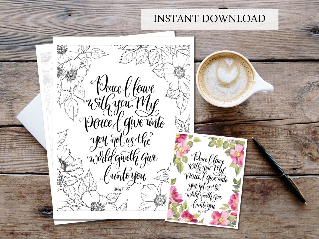 Peace Bible Verse Coloring Page Christian Adult Coloring Sheet With ...