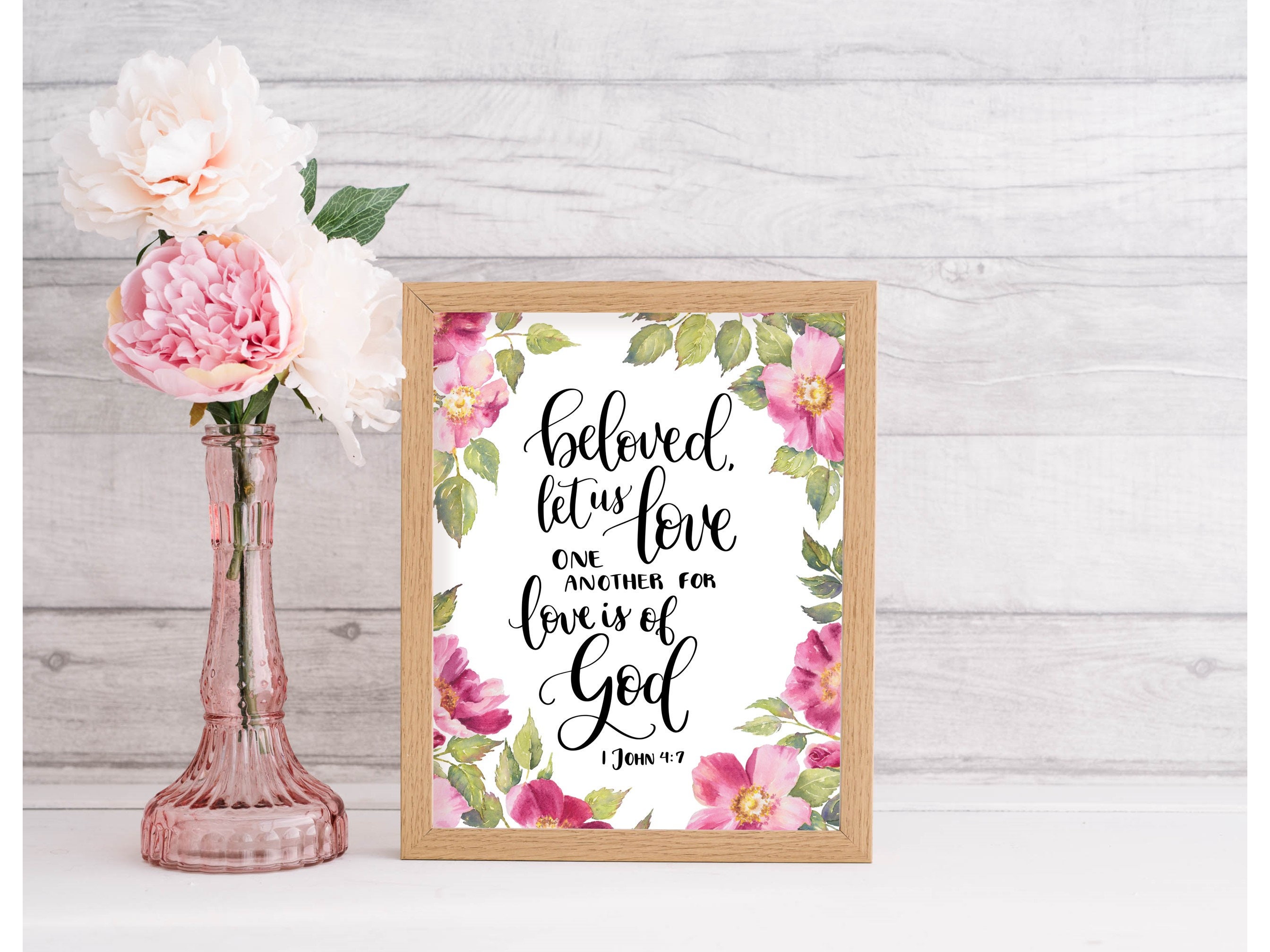 Christian Valentine's Day Printable 1 John 4:7 Beloved Let Us Love One ...
