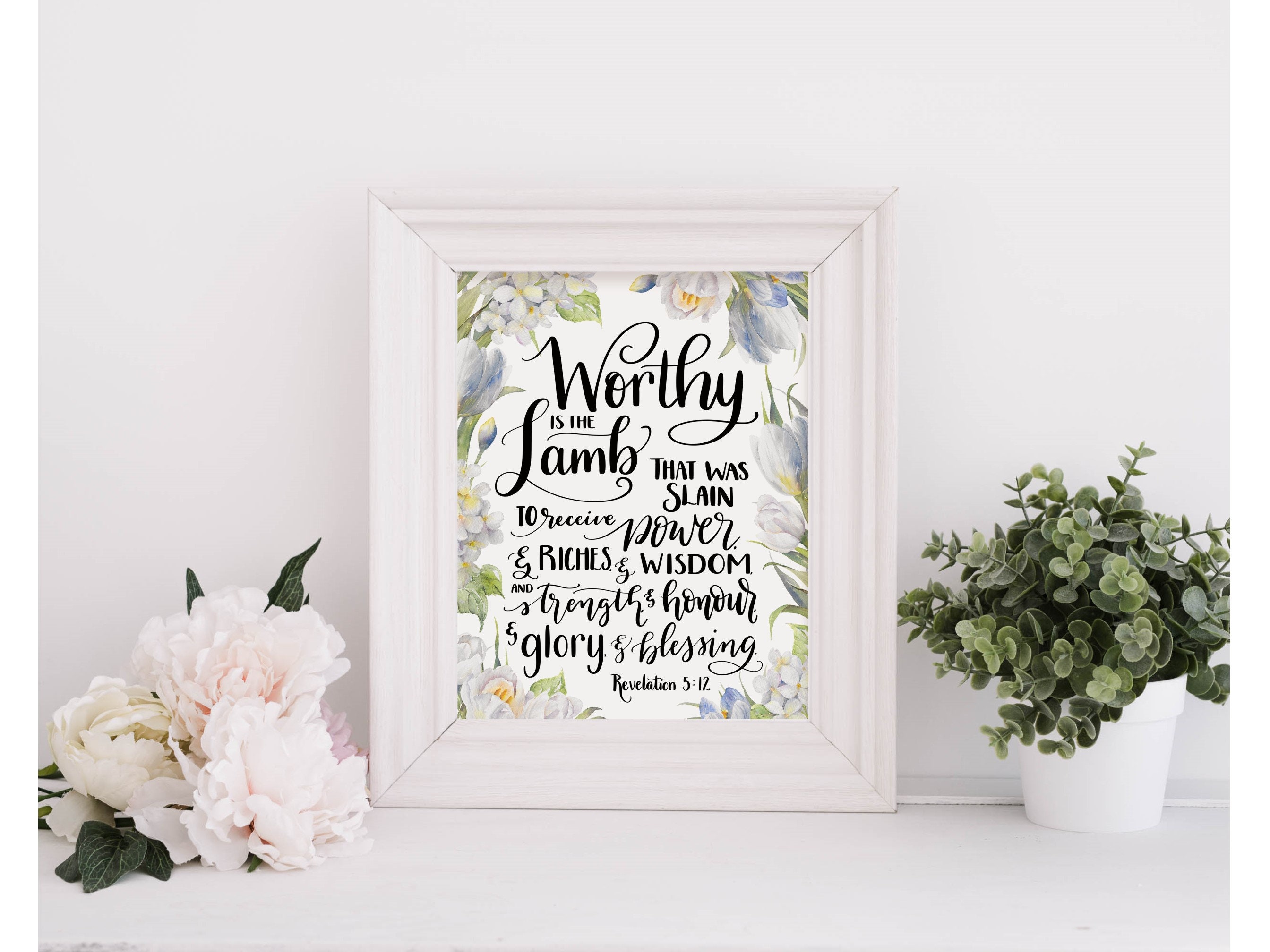 He Lives Christian Easter Wall Art Set, Worthy is the Lamb Scripture ...