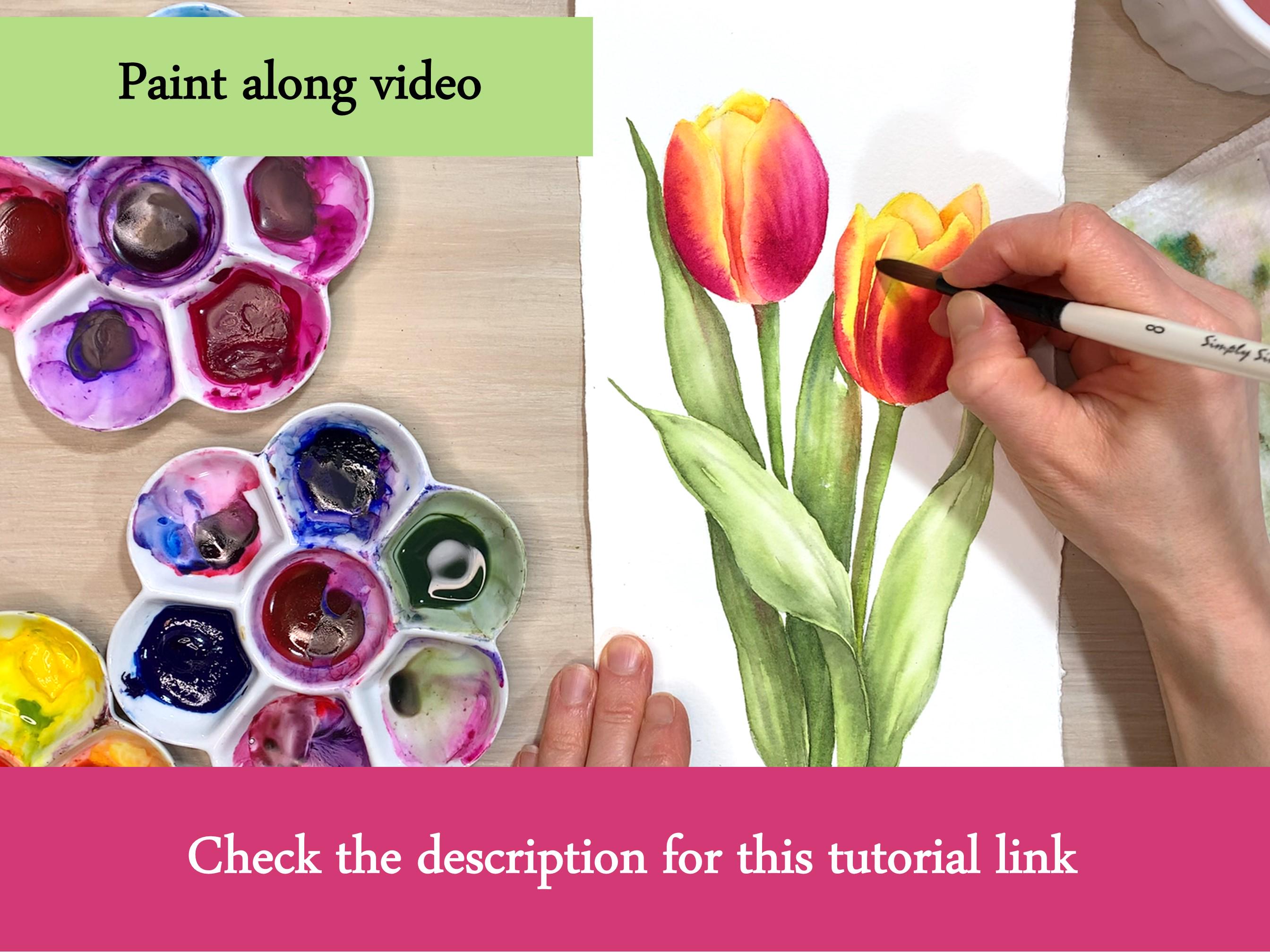 Flower Painting Outline to Trace, Spring Floral Coloring Page Tulip ...
