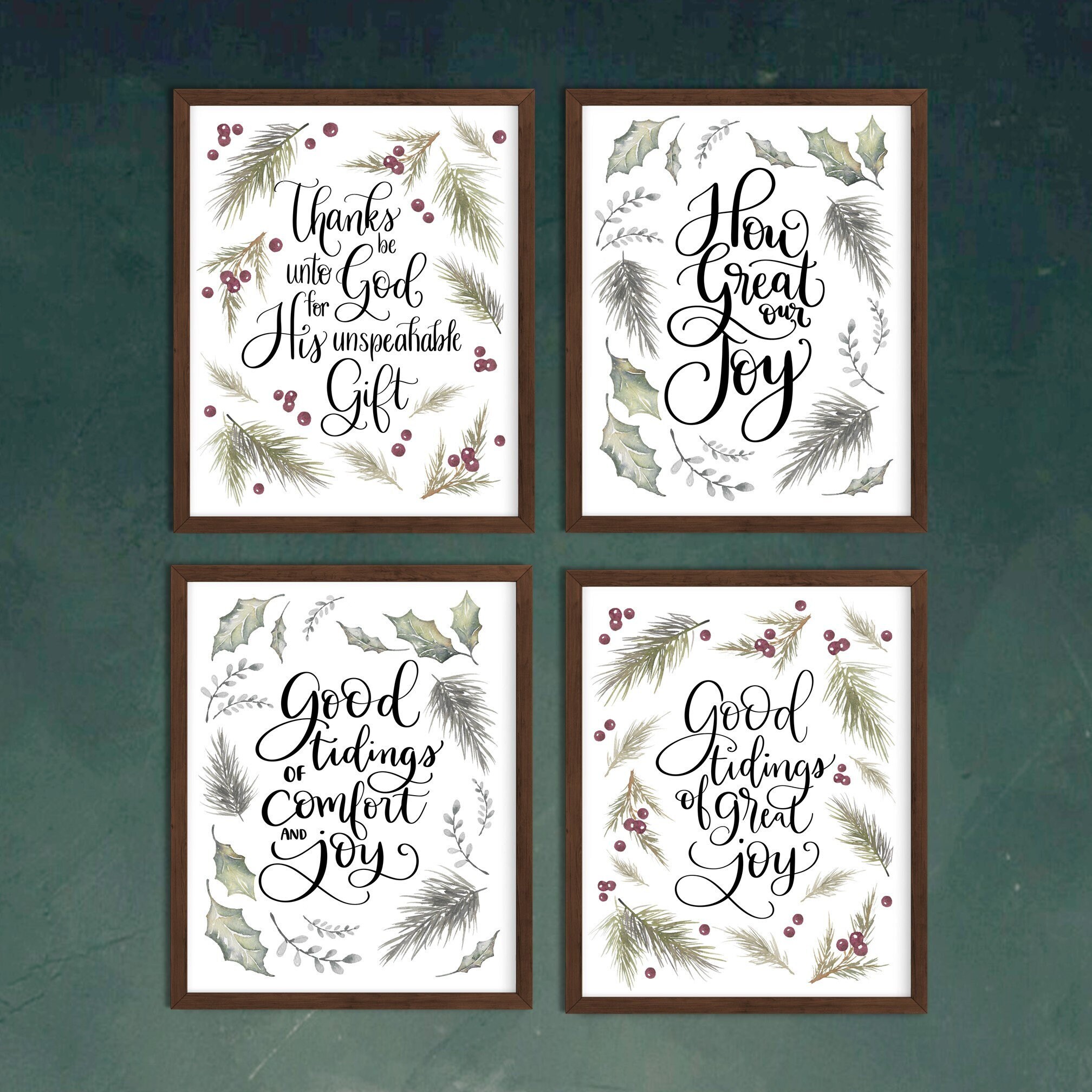 Christian Christmas Art Print Bundle, Christmas Bible Verse Digital ...