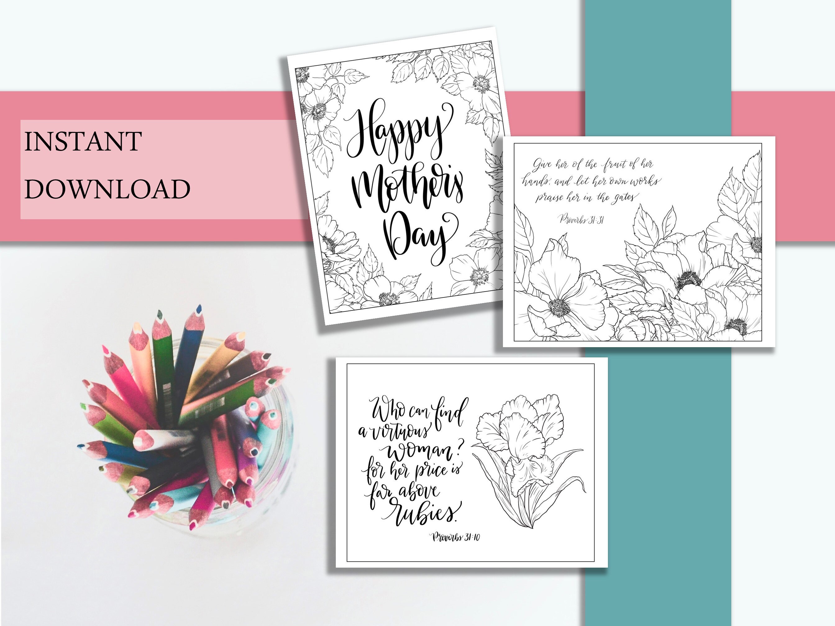 Christian Mother's Day Coloring Pages Bible Verse - Etsy