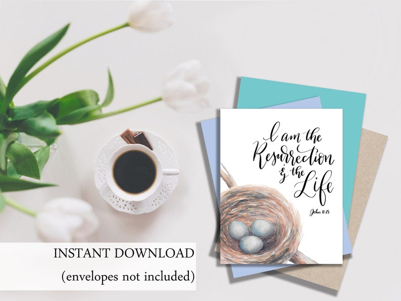 Christian Easter Card Printable Set, Easter Greeting Card Bundle With ...