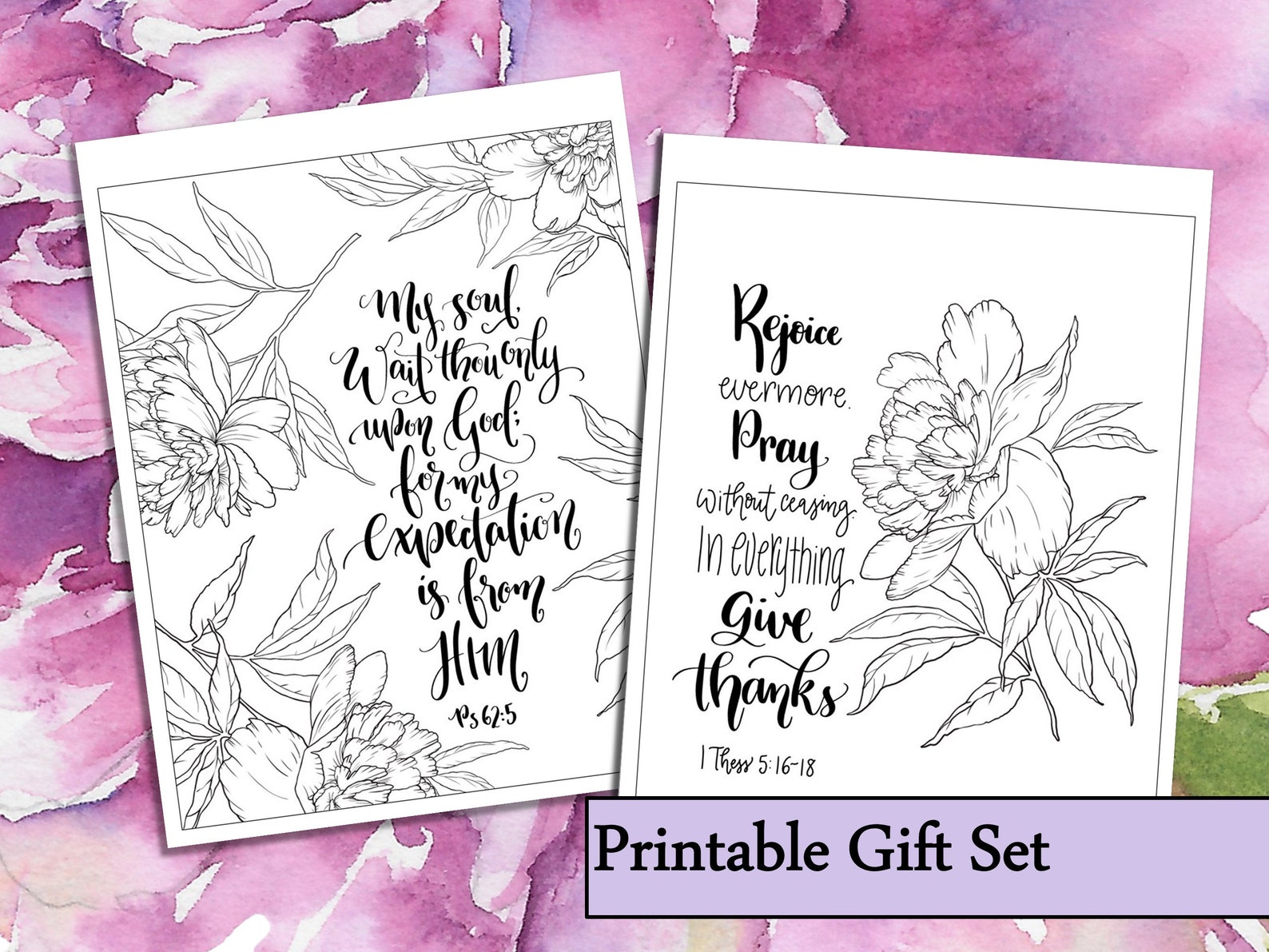 Printable Bible Verse Coloring Set, Scripture Coloring Page Bundle for ...