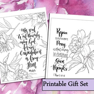 Printable Bible Verse Coloring Set, Scripture Coloring Page Bundle for ...