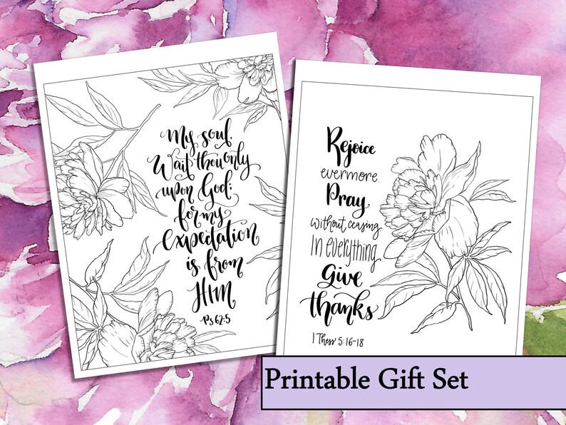 Printable Bible Verse Coloring Set, Scripture Coloring Page Bundle for ...