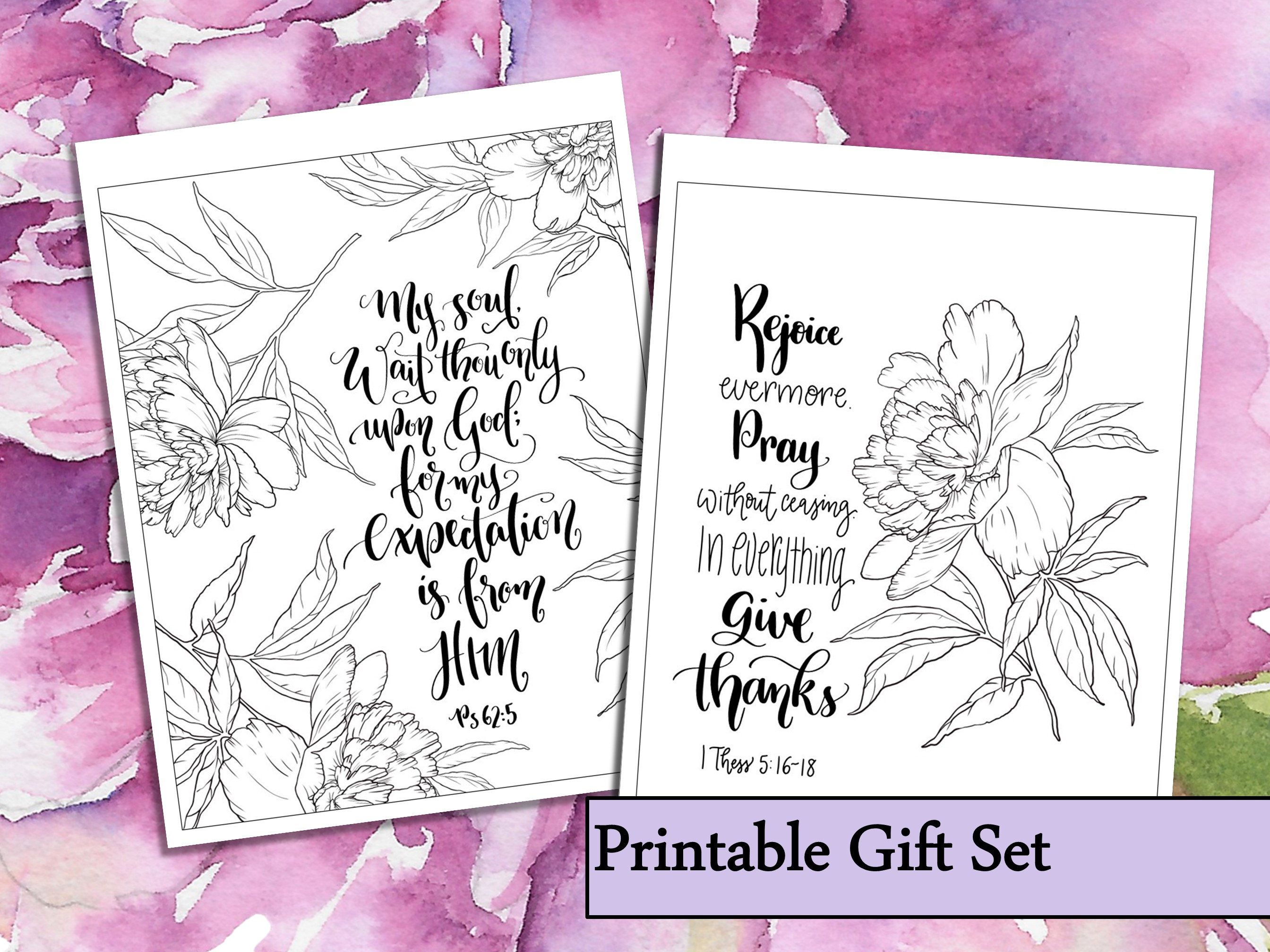 Printable Bible Verse Coloring Set, Scripture Coloring Page Bundle for ...