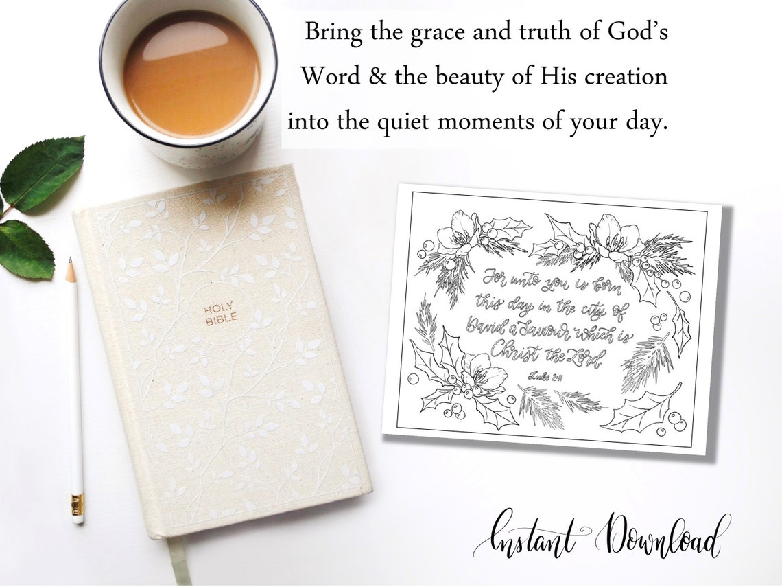 Christian Coloring Pages for Christmas, Holiday Adult Coloring Sheets ...