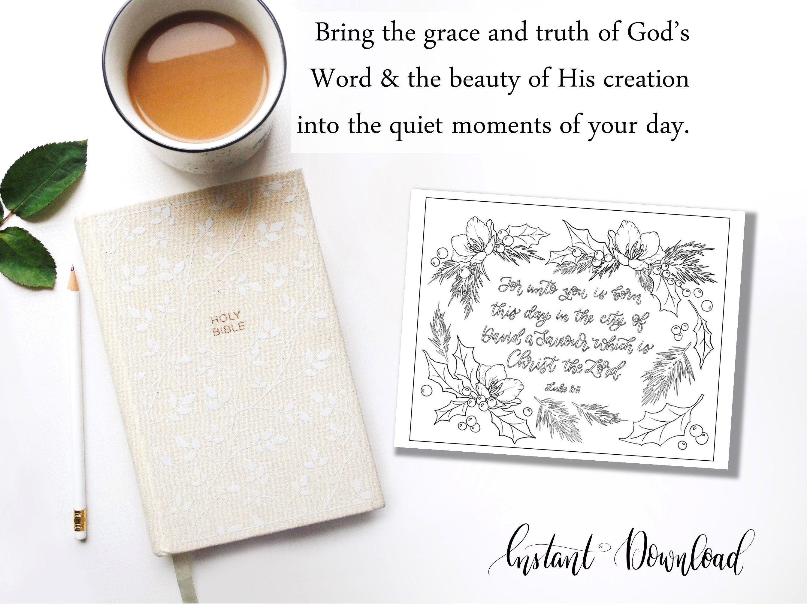 Christian Coloring Pages for Christmas, Holiday Adult Coloring Sheets ...