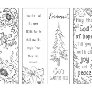 Christmas Bible Verse Coloring Bookmarks, Christian Coloring Bookmark ...