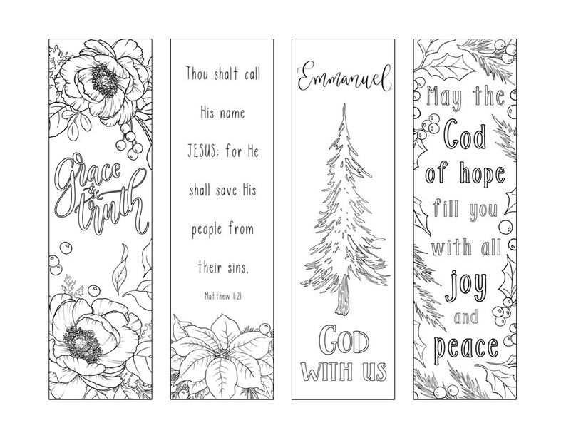 Christmas Bible Verse Coloring Bookmarks, Christian Coloring Bookmark ...