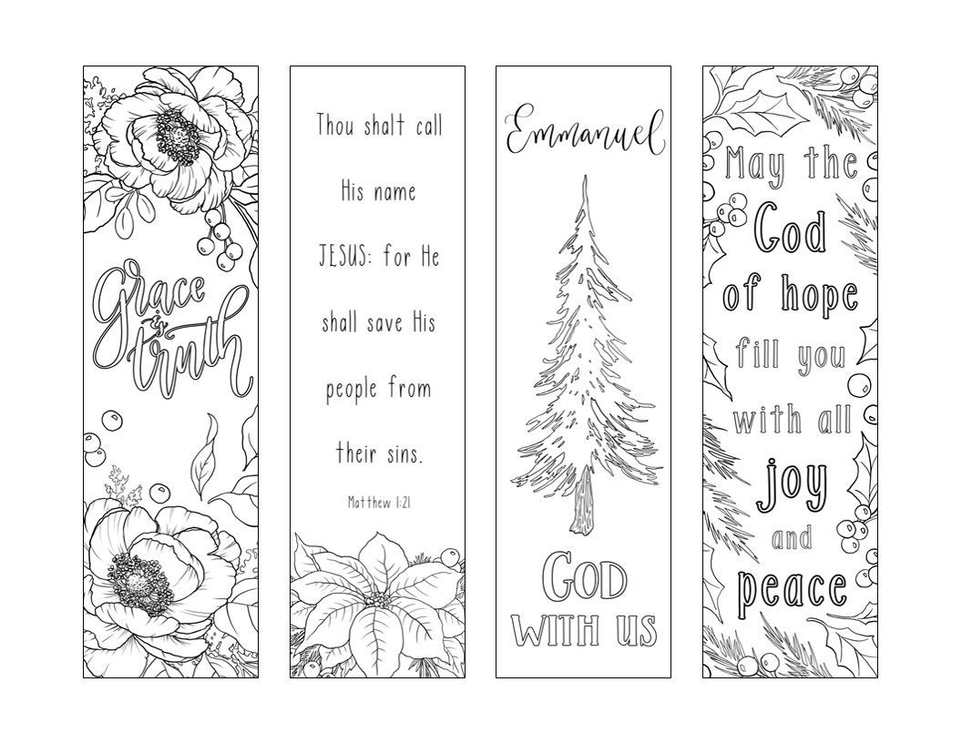 Christmas Bible Verse Coloring Bookmarks, Christian Coloring Bookmark ...