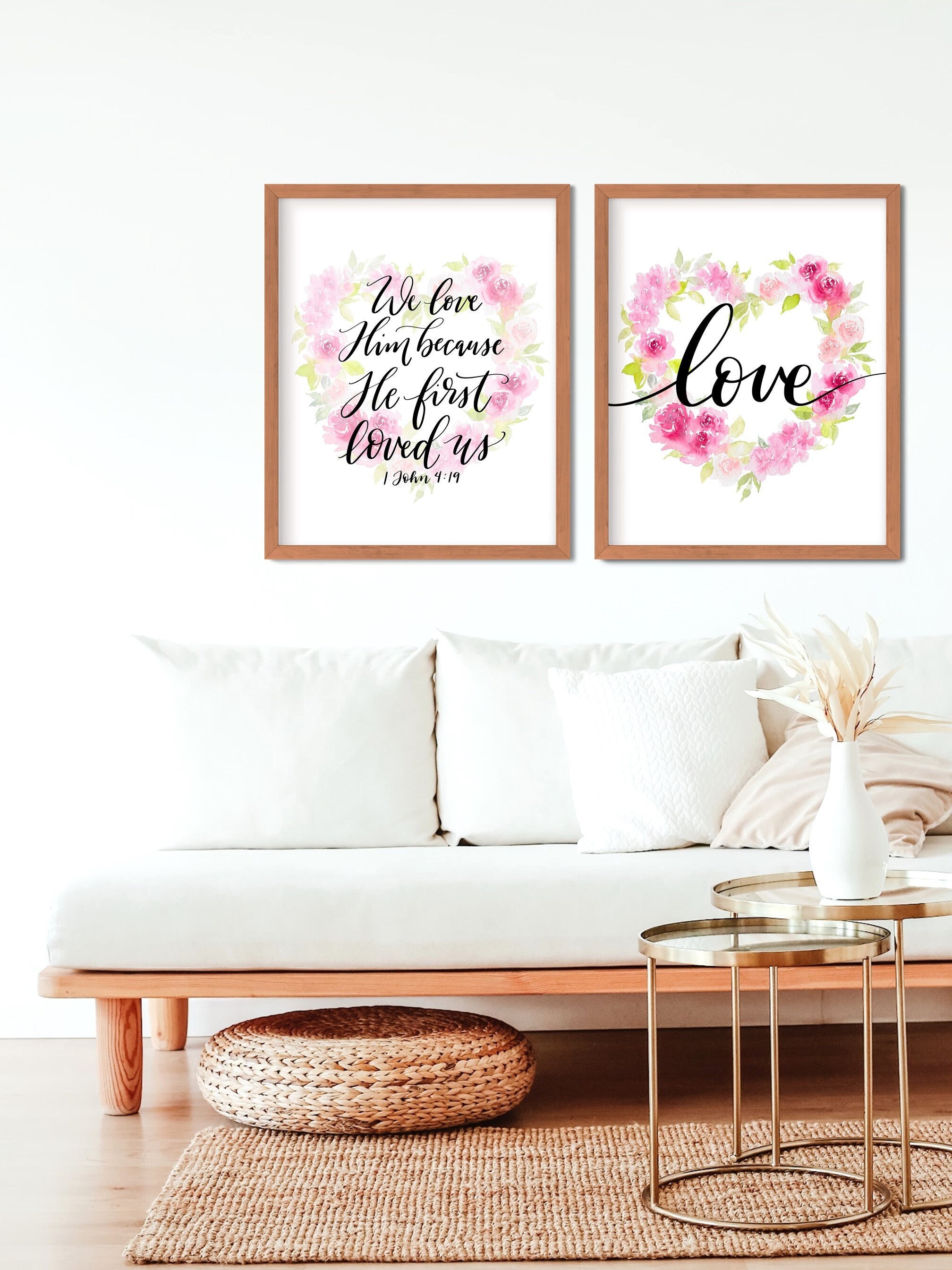 1 John 4:19 Scripture Wall Art Printable, He First Loved Us Bible Verse ...