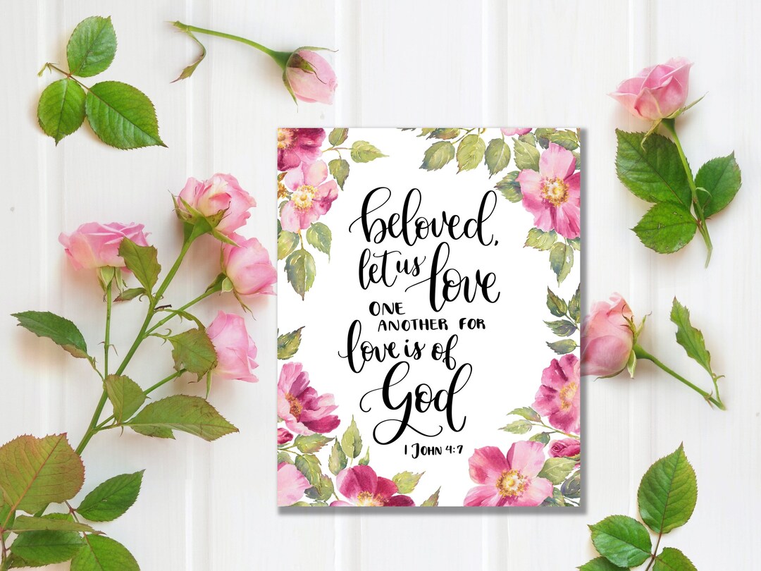 Christian Valentine's Day Printable 1 John 4:7 Beloved Let Us Love One ...