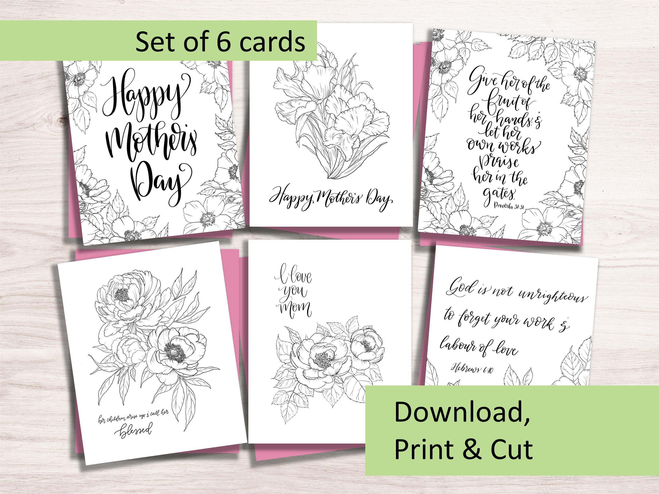Mother's Day Coloring Cards With Bible Verses Christian Coloring Card ...