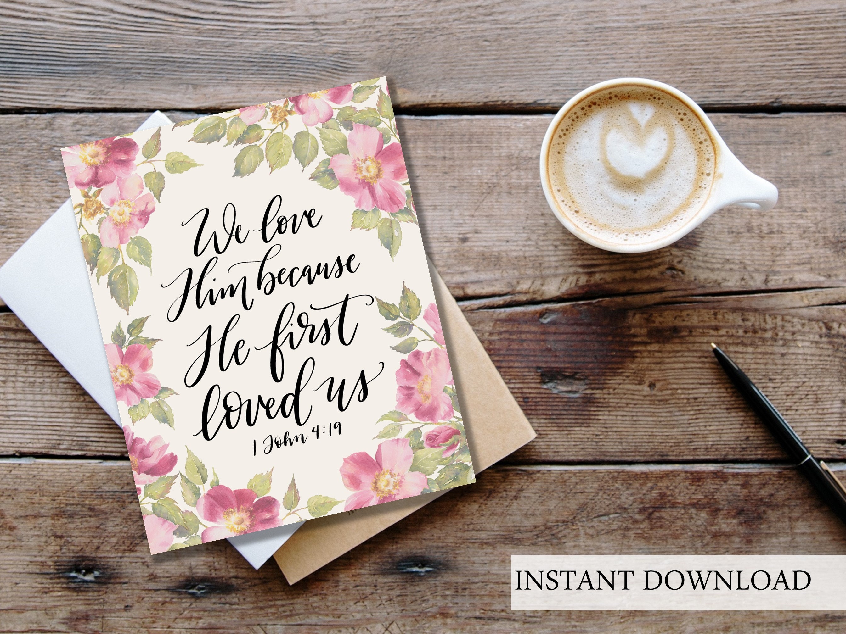 Christian Valentine’s Day Printable Card Set Valentines Day Card With ...