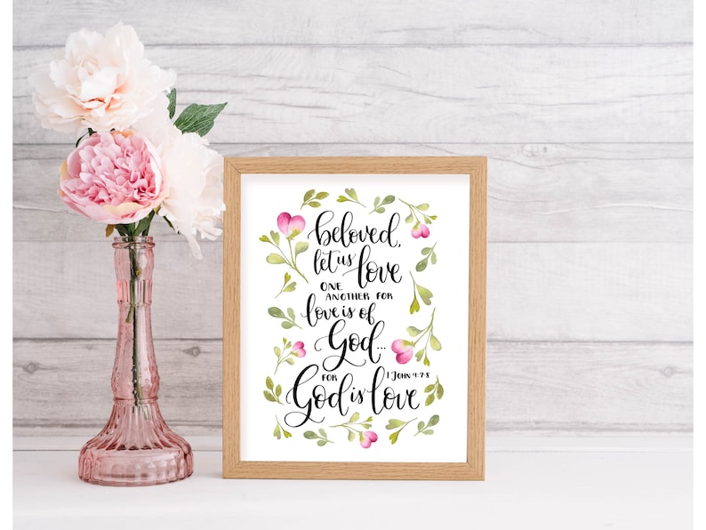 1 John 4:7-8 Love One Another Valentines Day Scripture Wall Art ...