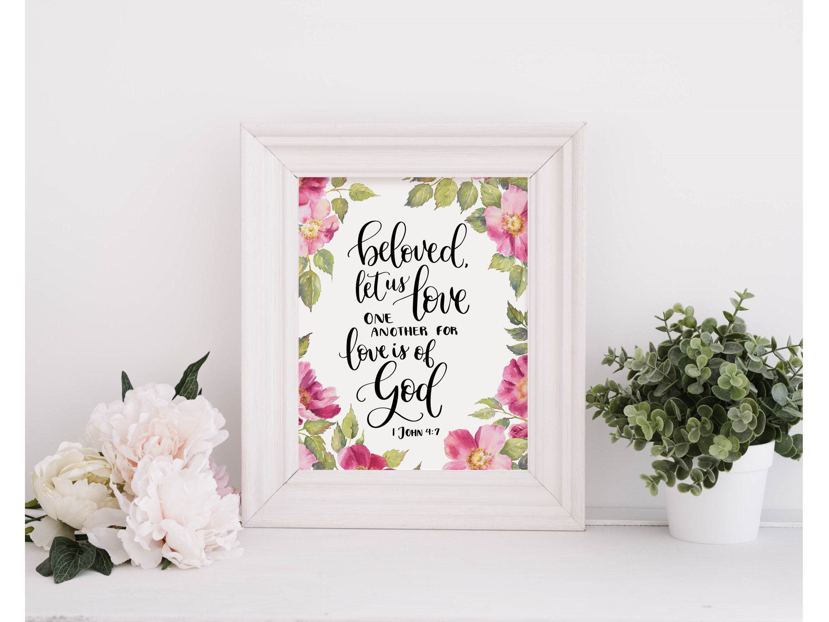 Christian Valentine's Day Printable 1 John 4:7 Beloved Let Us Love One ...