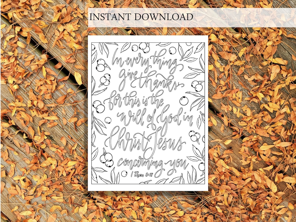 Fall Bible Verse Coloring Page, Christian Adult Coloring Sheets Color ...