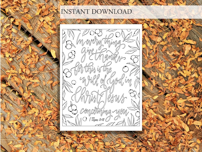 Fall Bible Verse Coloring Page, Christian Adult Coloring Sheets Color ...