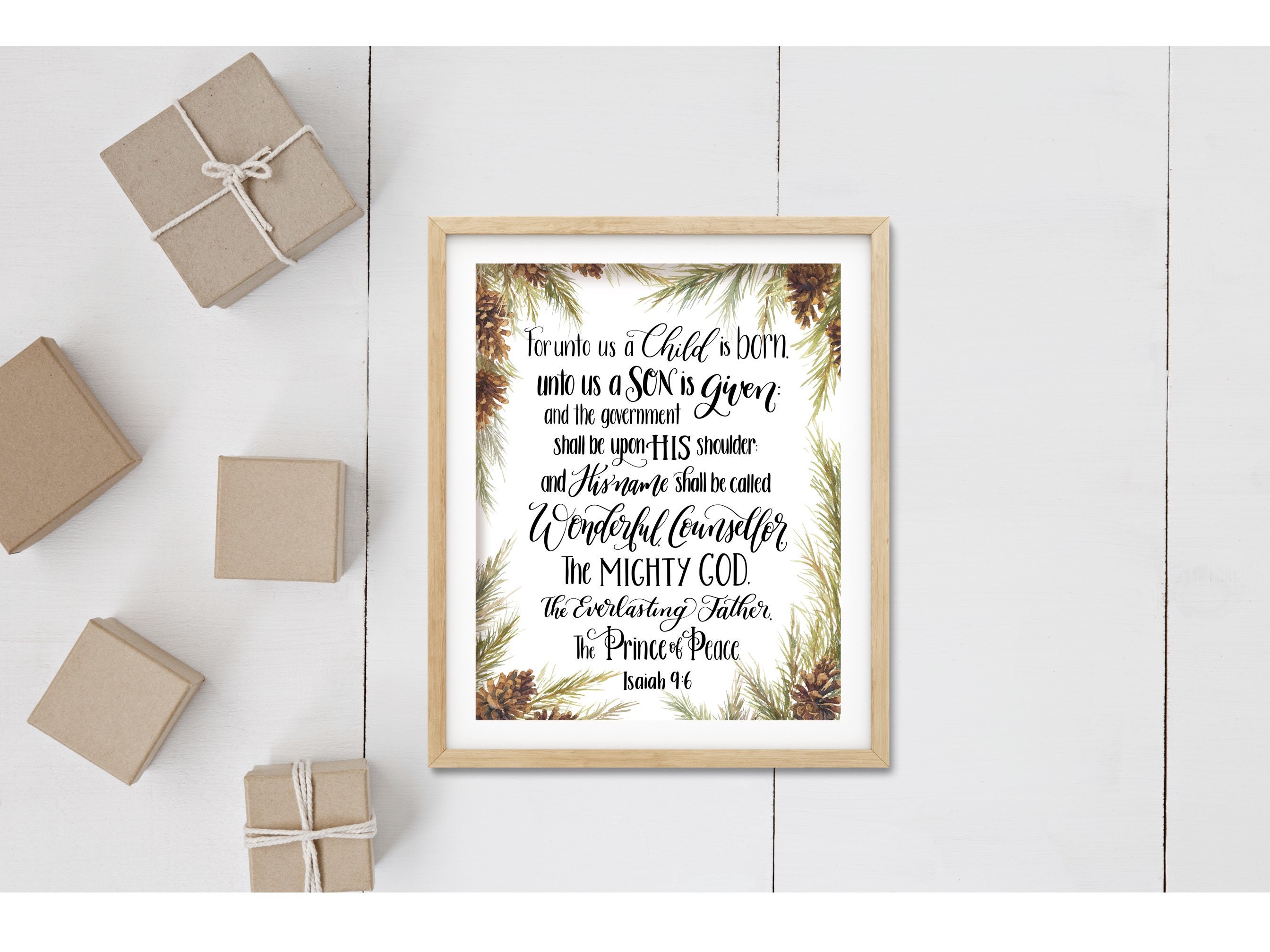 Isaiah 9:6 for Unto Us a Child is Born Christmas Scripture Wall Art ...